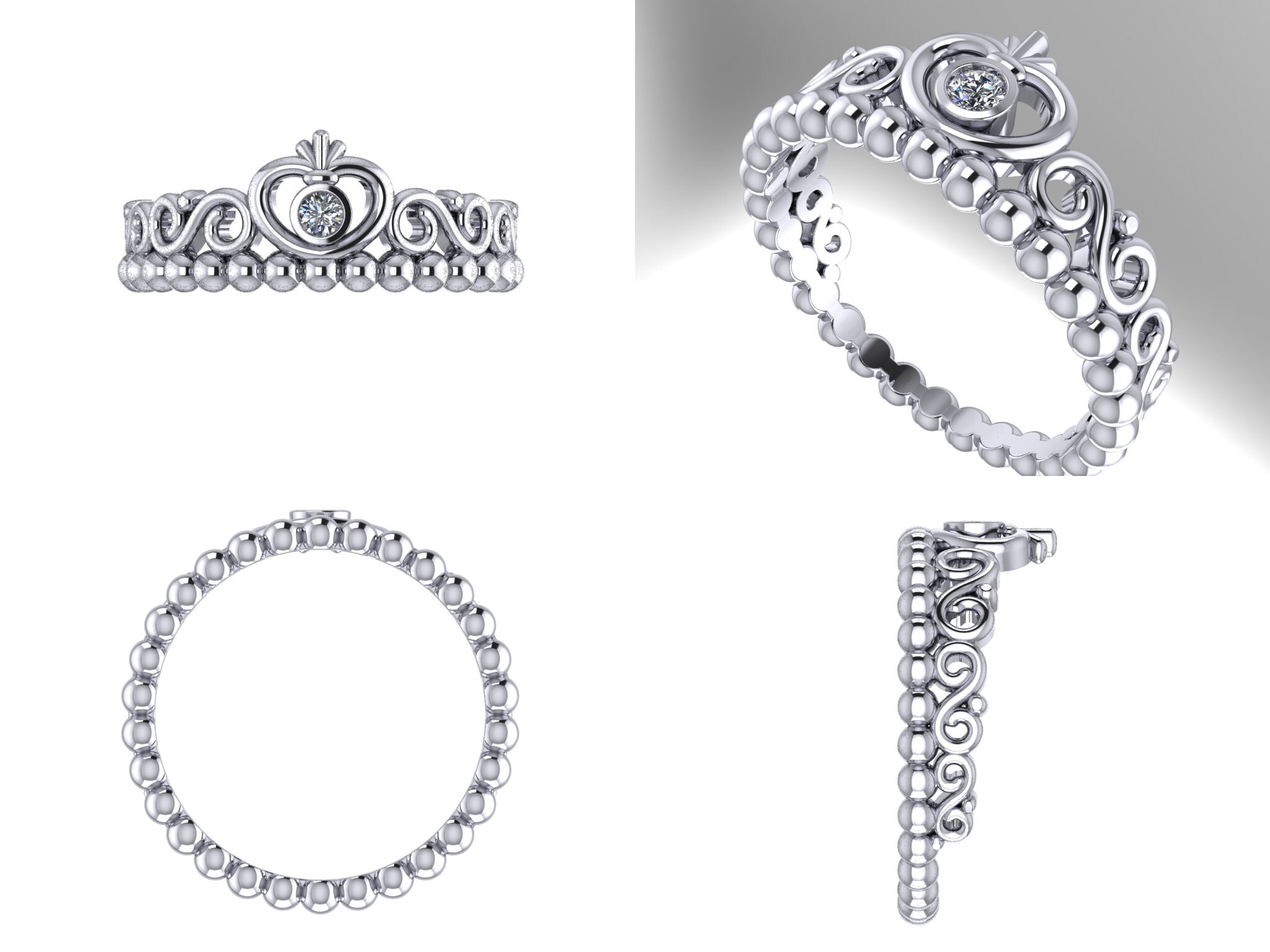 STL 3D Model, Jewelry CAD File for 3D Printing,cnc,crown Ring,3d ...