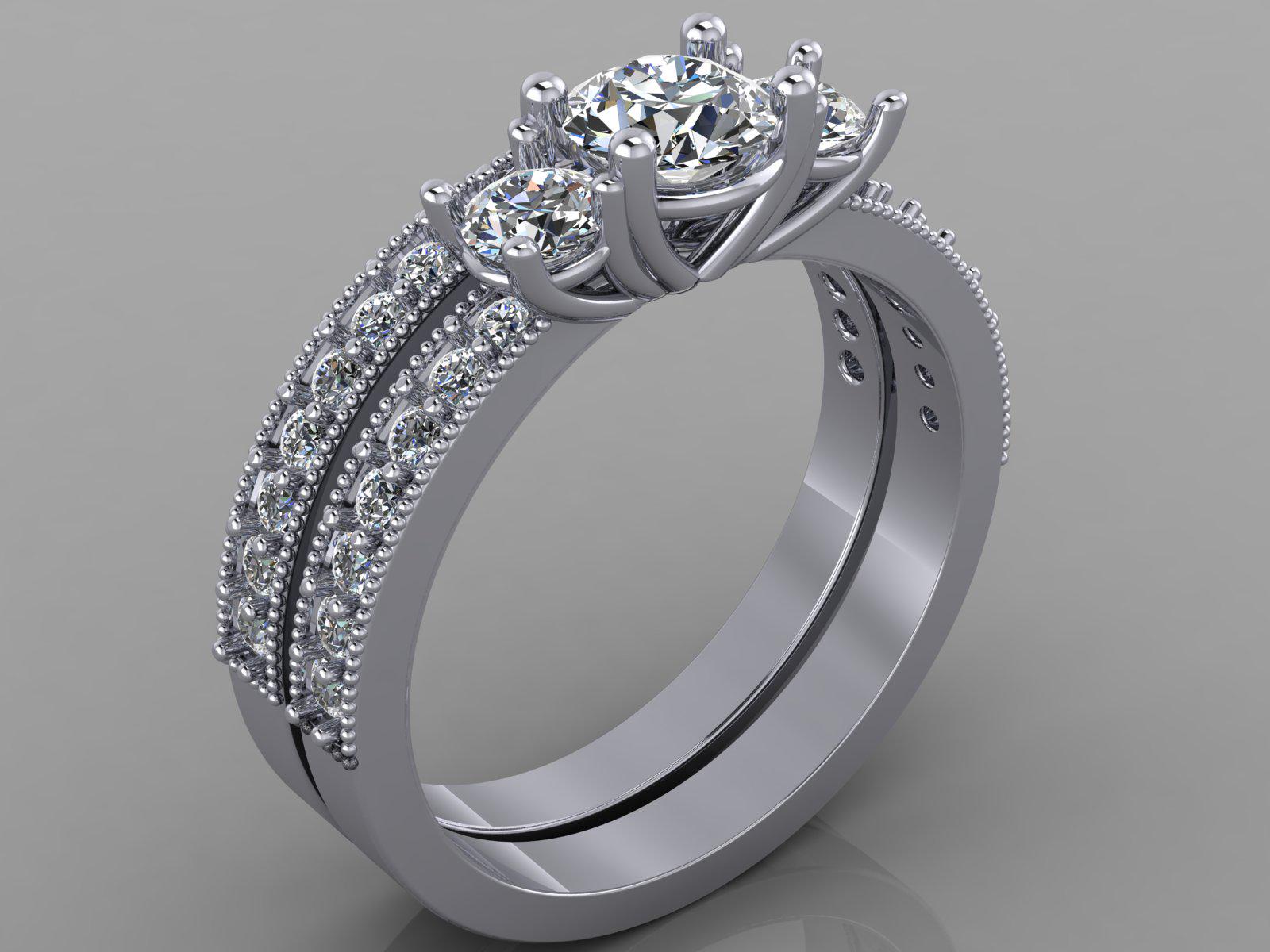 STL 3D Model/ Jewelry Wedding for 3D Printing/double/engagement Ring/3d ...