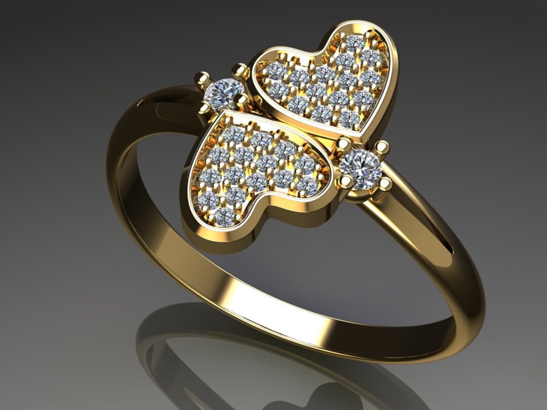 Printable STL Jewelry Ring, Two Hearts 3D Ring,stl 3D Model, Jewelry ...