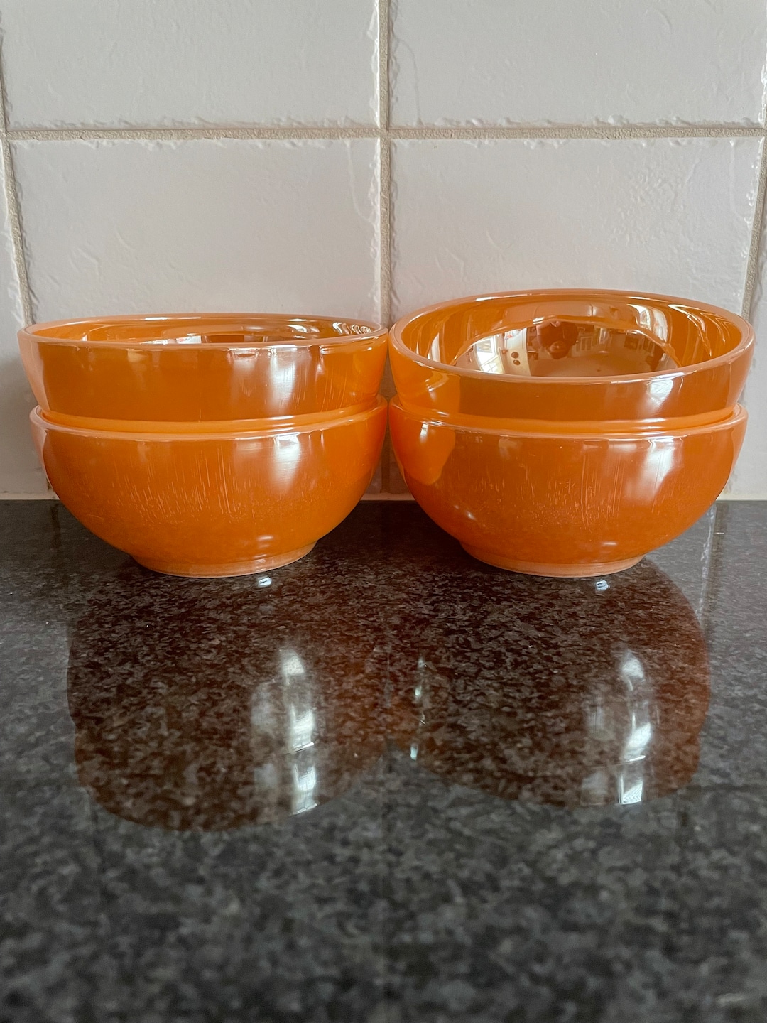 Vintage Mid Century Modern Fire King Peach Lustre Bowls Made in the USA ...