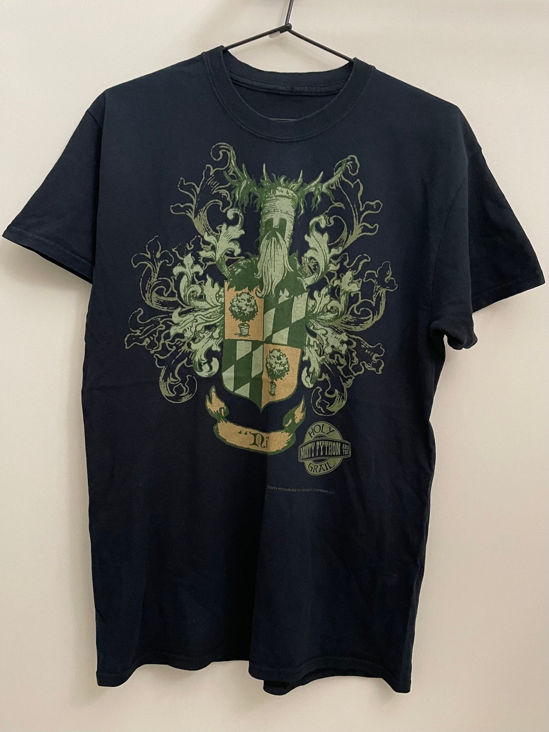 Vintage Black Monty Python and the Holy Grail Knights of Ni Crest Mens ...