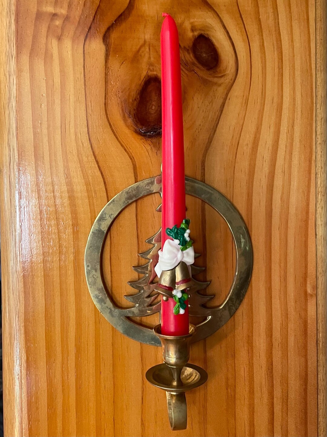 Vintage Brass Christmas Tree Candleholder Sconce - Wall Decor - Etsy