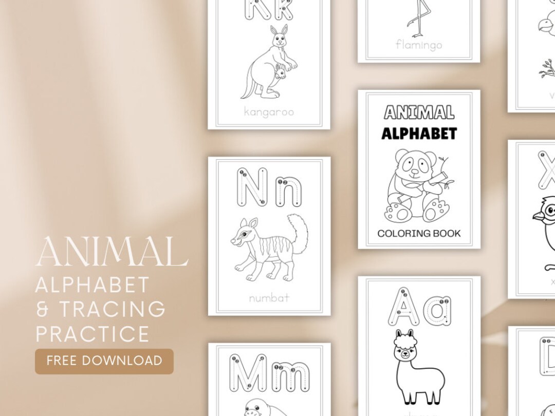 Animal Alphabet Tracing and Coloring Pages - Etsy