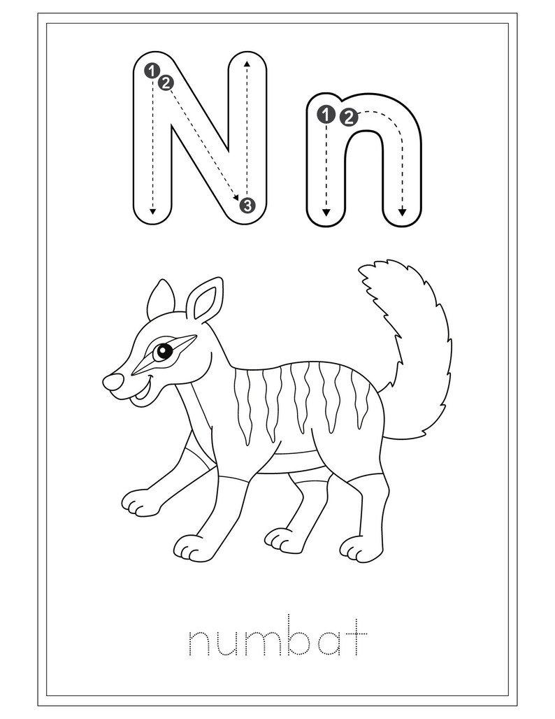 Animal Alphabet Tracing and Coloring Pages - Etsy