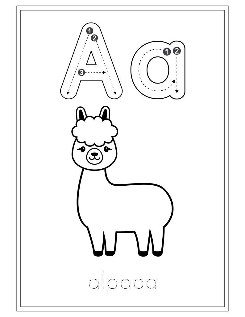 Animal Alphabet Tracing and Coloring Pages - Etsy
