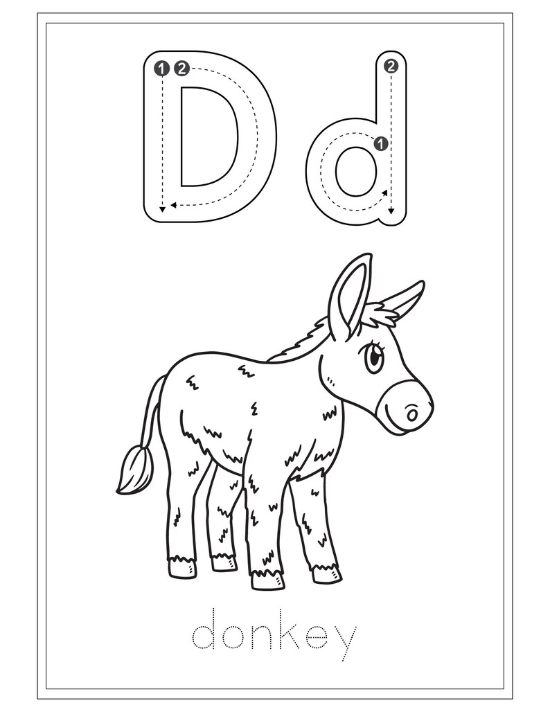 Animal Alphabet Tracing and Coloring Pages - Etsy