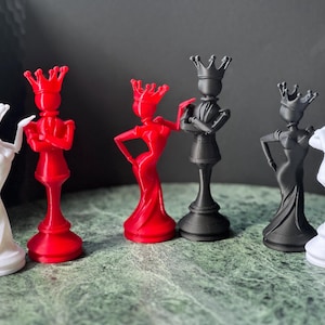 3D Printed Chess King & Queen Figurine Set – Elegant Home Decor - Etsy
