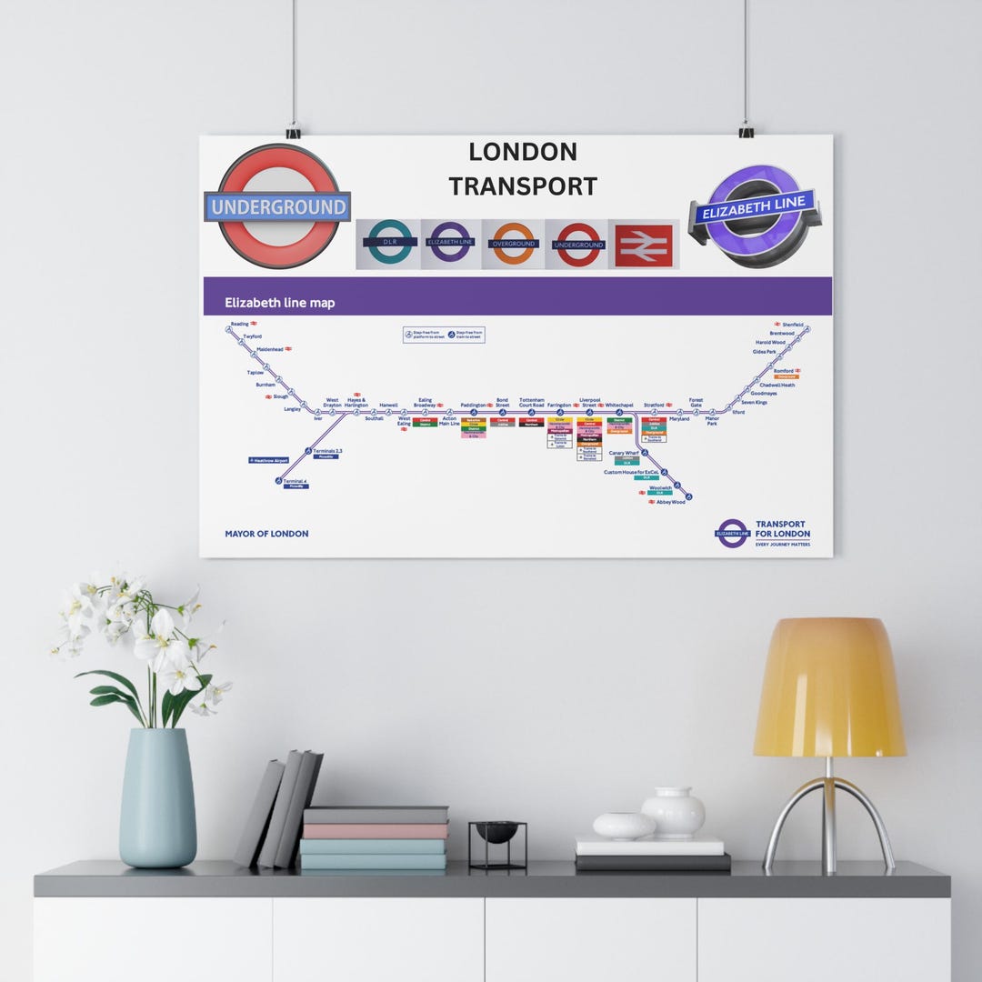 London Underground Elizabeth Line Poster, London Transport, London ...
