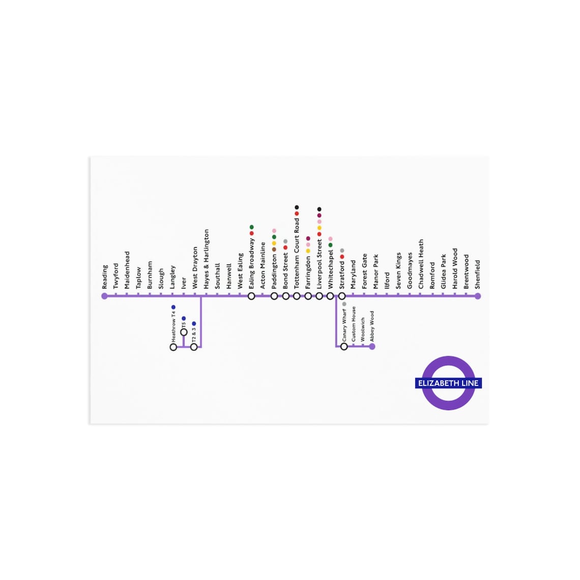 London Elizabeth Line Tube Map - Etsy UK