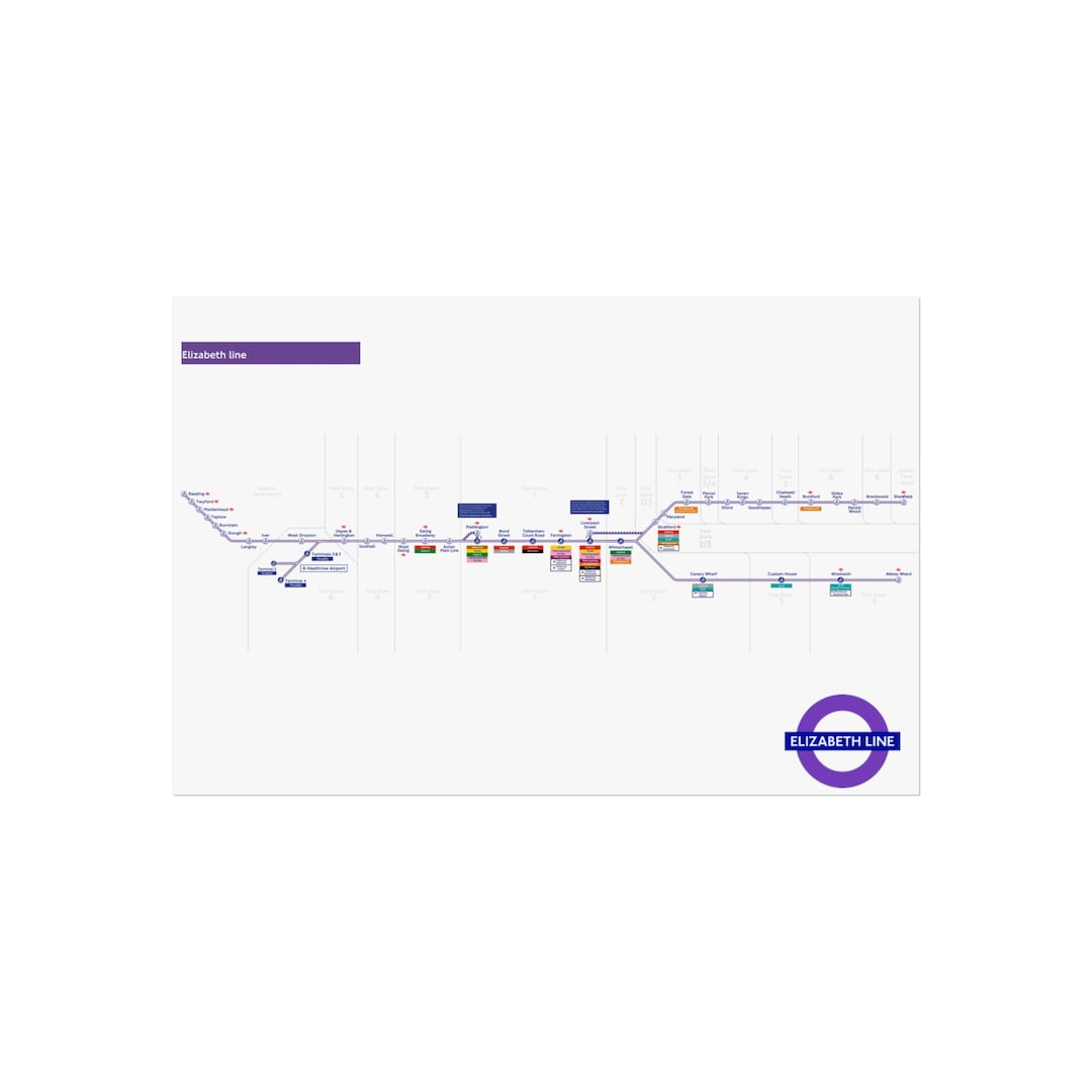London Elizabeth Line Tube Map - Etsy Canada