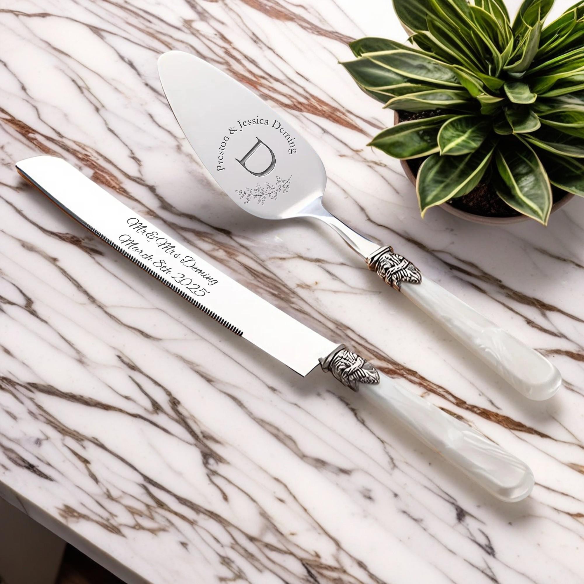 Personalized Cake Server Set, Pastry Cutting Set, Wedding Ceremony ...