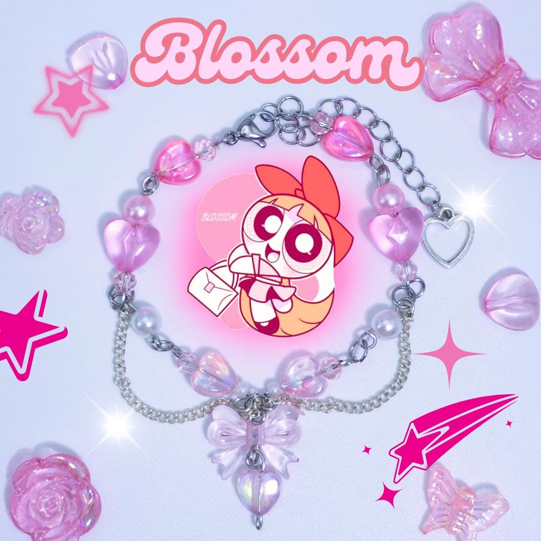 Powerpuff Girls Bracelet, Blossom Bubbles Buttercup, Friendship Bracelet, Charm Bracelet, Bead ...