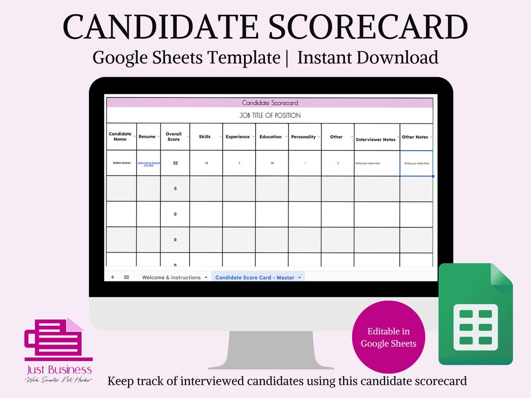 Candidate Scorecard Interview Tracker Spreadsheet - Etsy