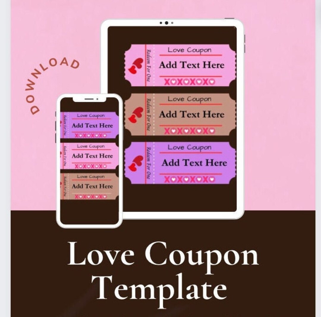 Instant Download Customize Editable Love Coupon, Valentine’s Day GIFTS ...