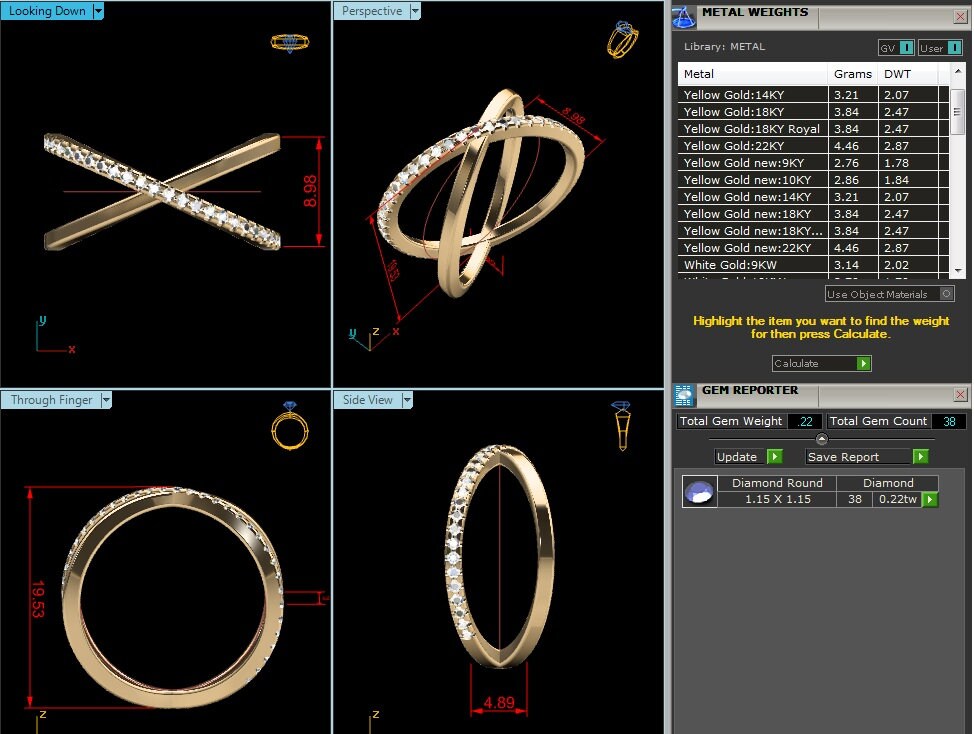 טבעת איקס בהורדה דיגיטלית STL 3DM Model, Diamond X Ring in Digital Download - Etsy