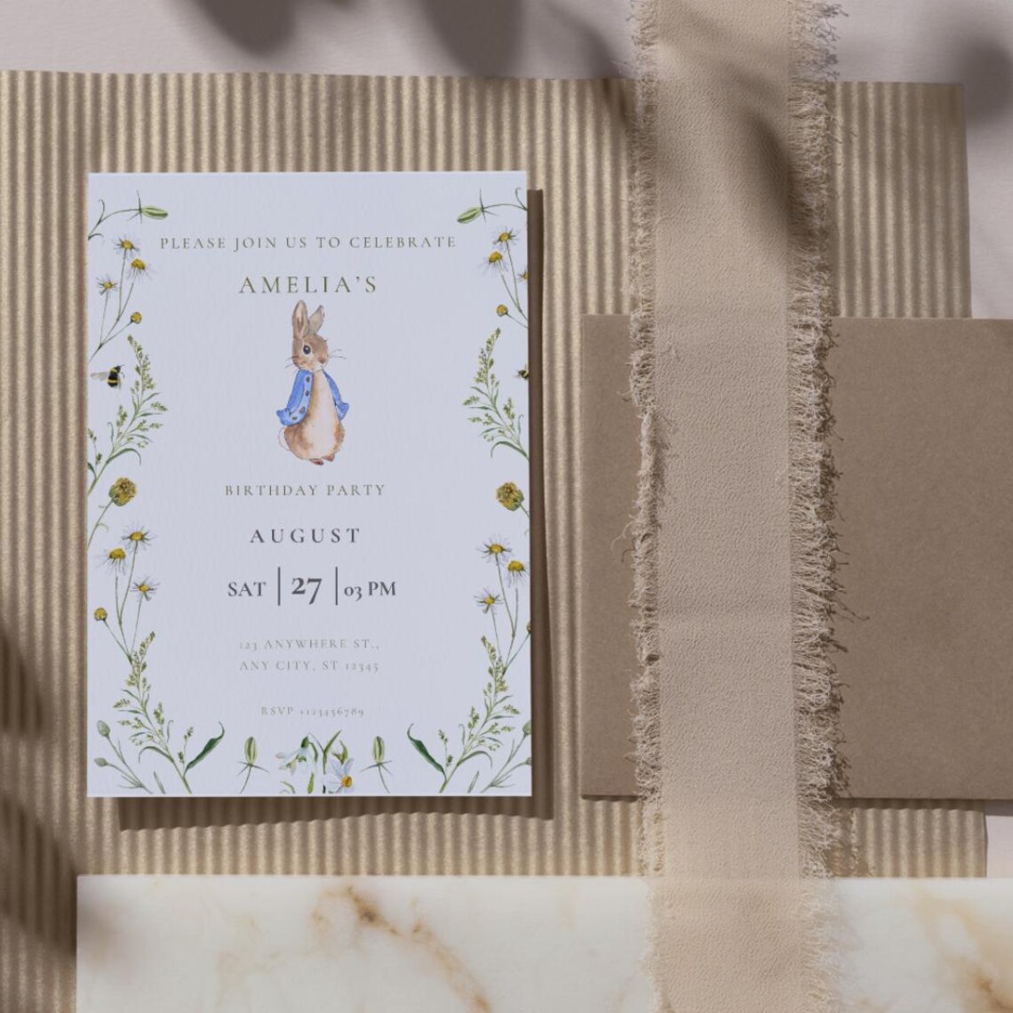 Peter Rabbit Invitation Template, Birthday, Baby Shower Editable Peter ...