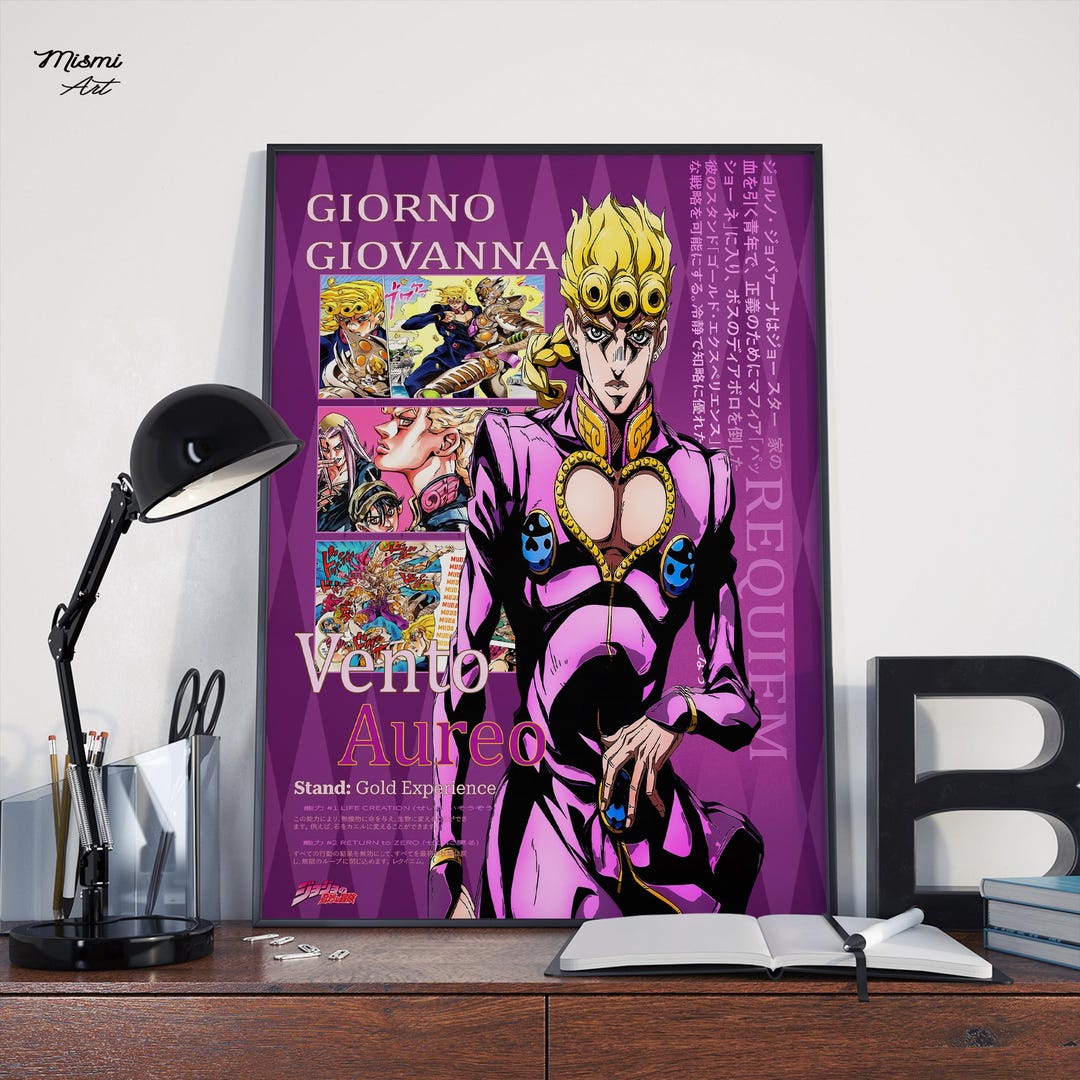 Jojo's Bizarre Adventure Giorno Giovanna *pink* Poster, Golden Wind ...