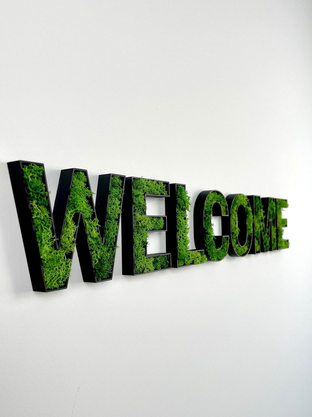 Moss Lettering "welcome" – 3D Wall Decoration With Real Moss Filling ...