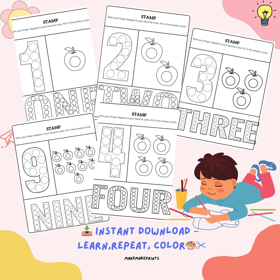 Fun Number Learning, Stamping Worksheets, Activity for Kids, Printables ...