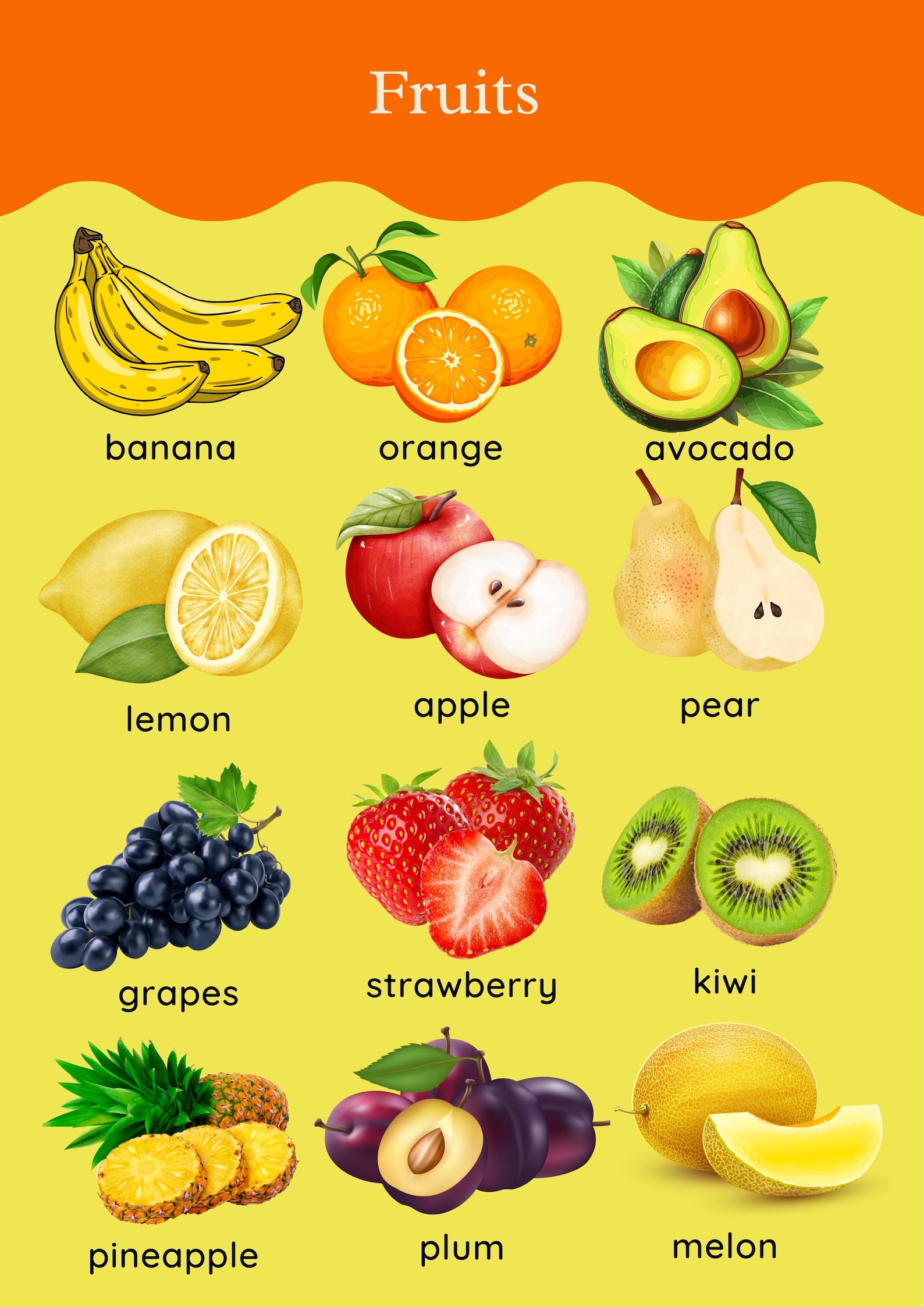 Fruits & Vegetables Poster, Educational Printable, Poster for Kids ...