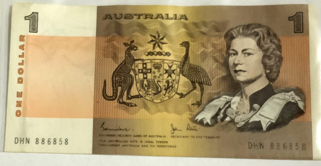 Australian One Dollar Paper Bank Note Circulated in Good Condition 1982 ...