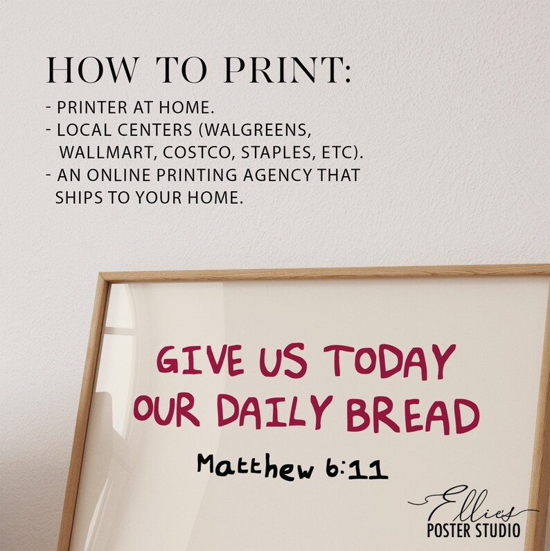 Daily Bread Bible Verse Poster- Digital Download - Scripture Art Print ...