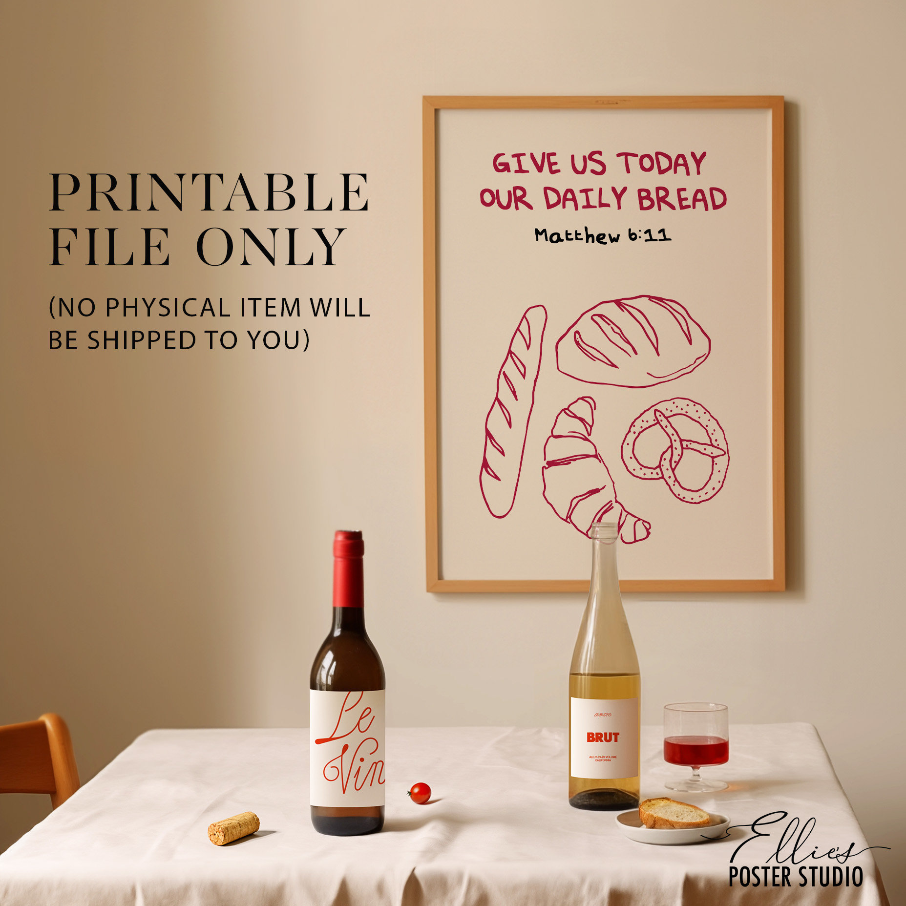 Daily Bread Bible Verse Poster Digital Download Kitchen Art Print ...