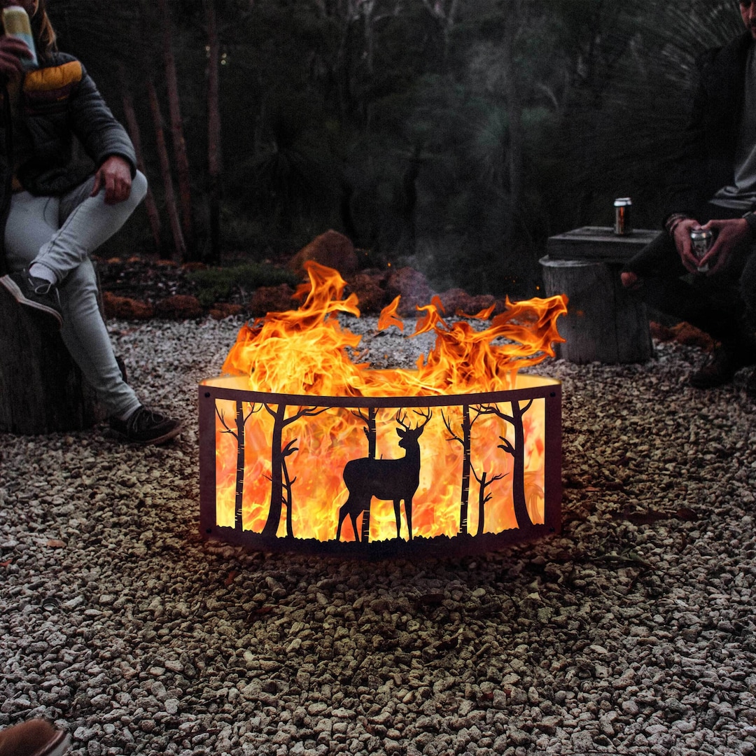 Deer & Trees Fire Pit Custom Outdoor Fire Pit - Etsy