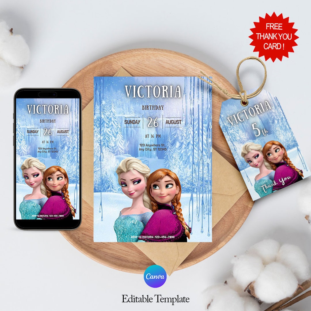Digital Download of Frozen Birthday Invitation With FREE Thank You Tags ...