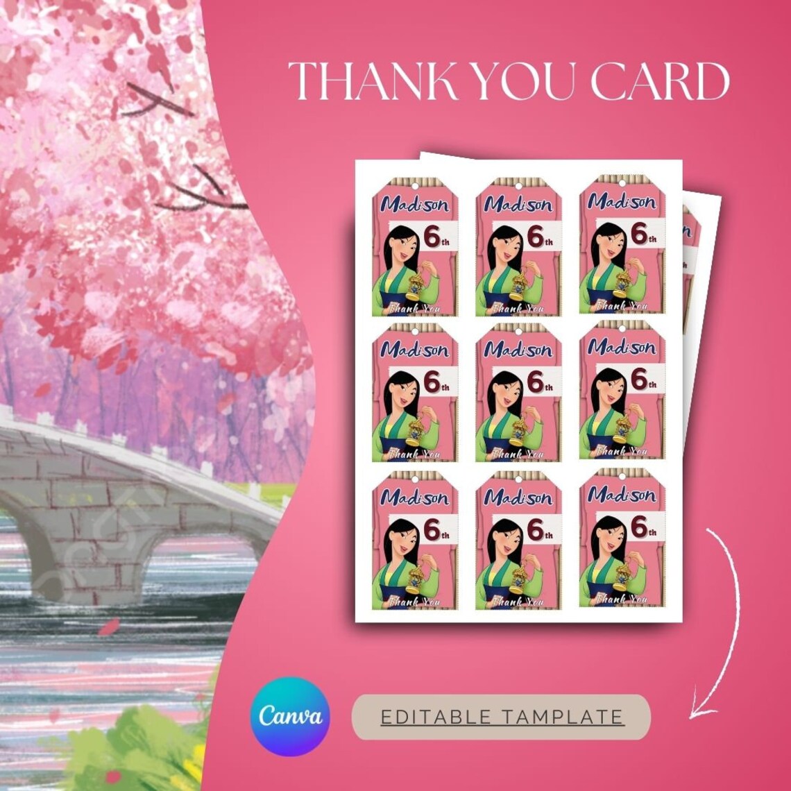 Princess Mulan Birthday Invitations / Girl Birthday Party Invitations ...