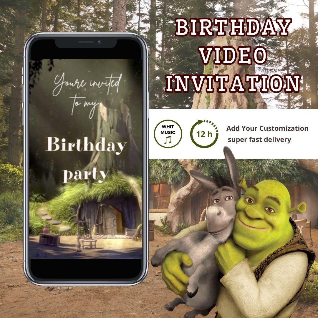 Shrek Birthday Video Invitation, Shrek Invitation, Shrek Animated ...
