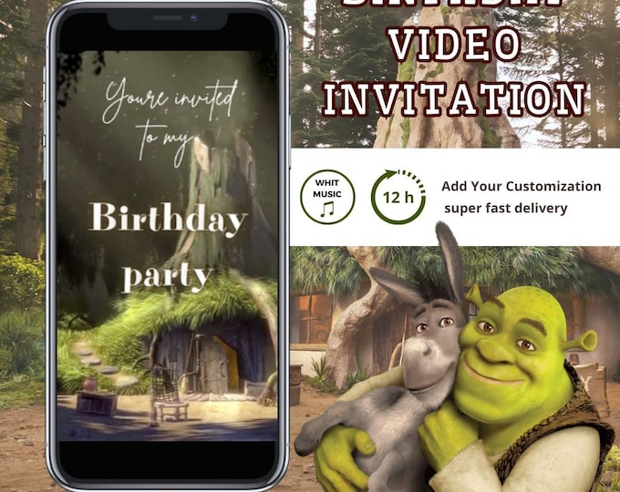 Shrek Birthday Video Invitation, Shrek Invitation, Shrek Animated ...