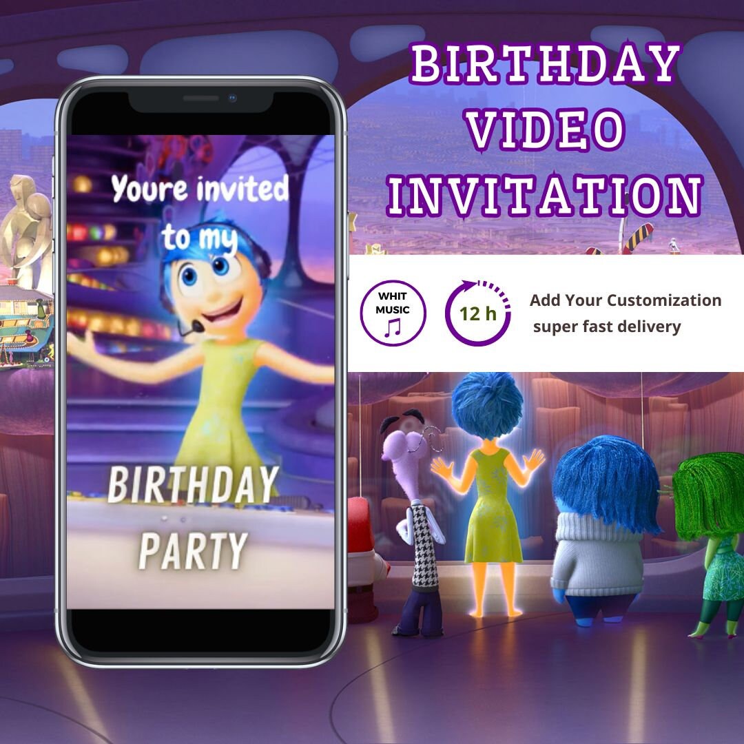 Inside Out 2 Birthday Video Invitation, Inside Out 2 Invitation, Inside ...