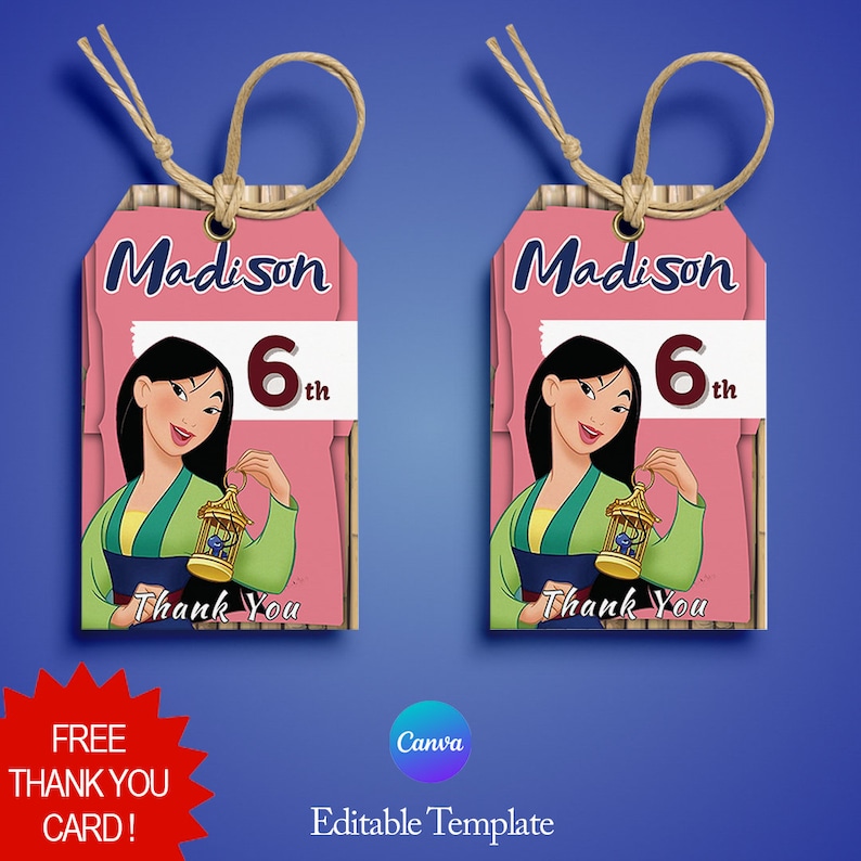 Princess Mulan Birthday Invitations / Girl Birthday Party Invitations ...