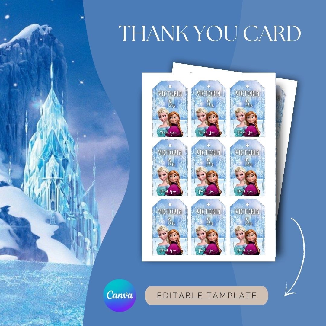 Digital Download of Frozen Birthday Invitation With FREE Thank You Tags ...