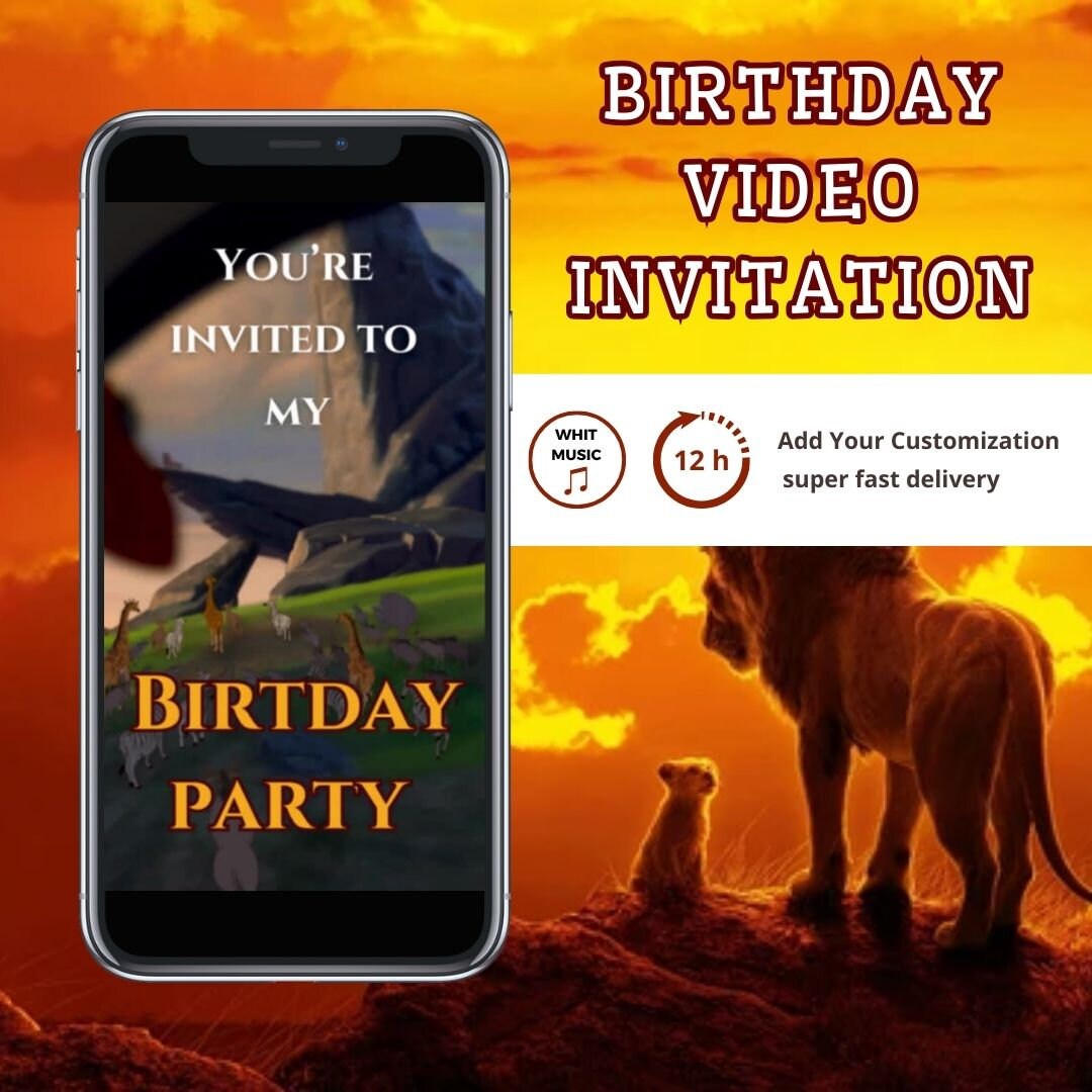 Lion King Birthday Video Invitation, Lion King Invitation, Lion King ...