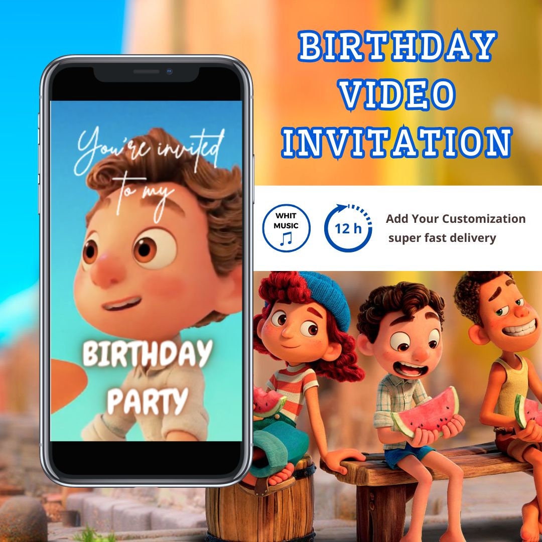 Luca Birthday Video Invitation,luca Invitation,luca Animated Invitation ...