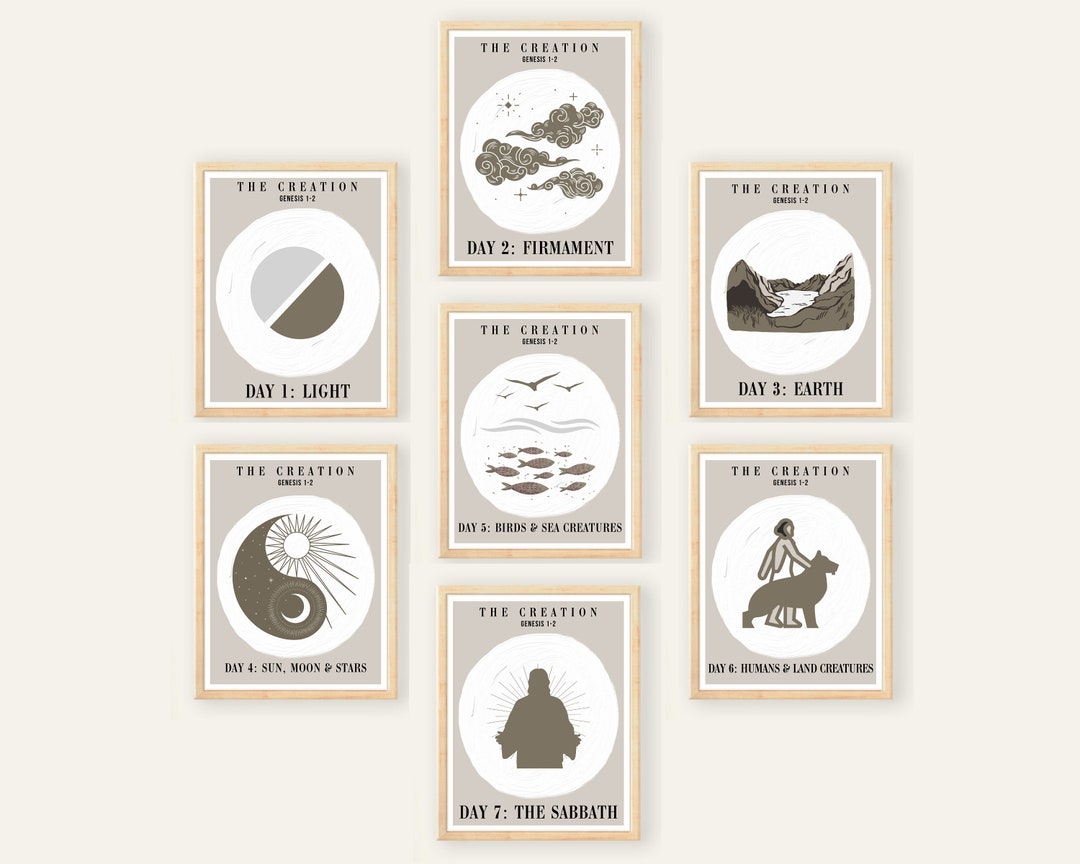 7 Days of Creation Wall Art, Book of Genesis Bible Verse, Modern ...