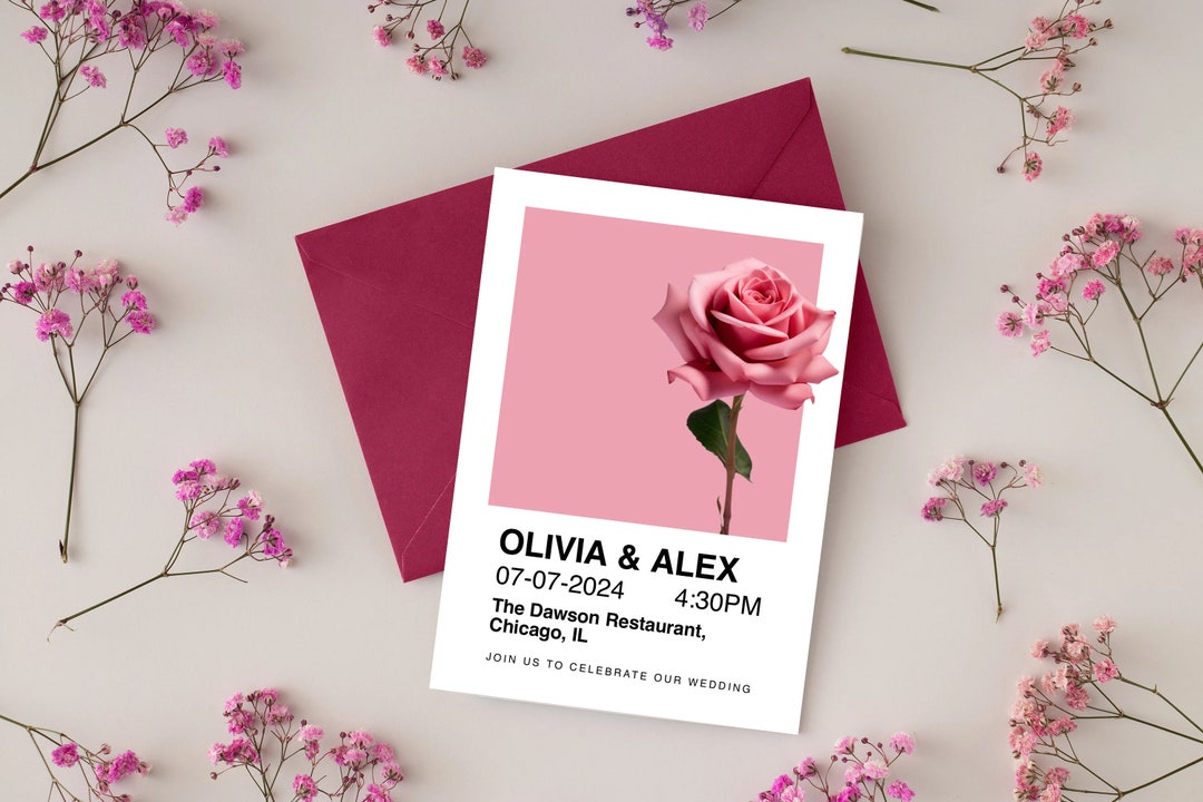Custom Pantone Color Modern Wedding Invitation | Personalized Printable ...