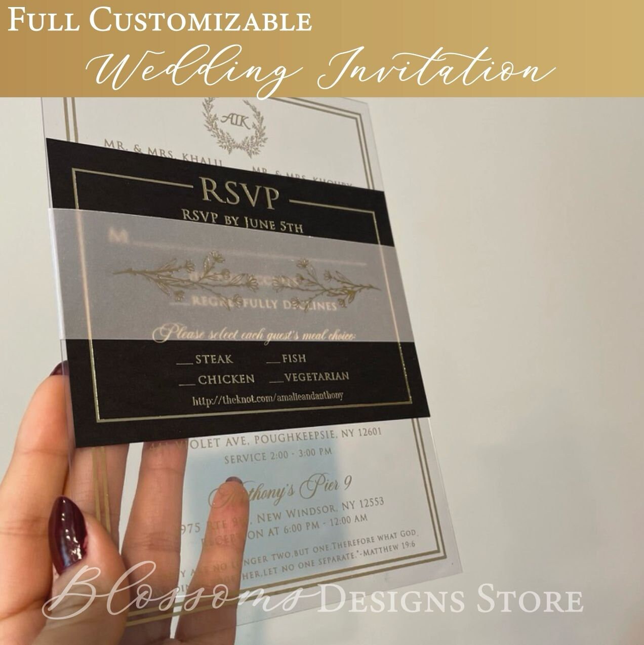 Clear Invitation for Wedding, Luxury Wedding Invitation, Acrylic ...