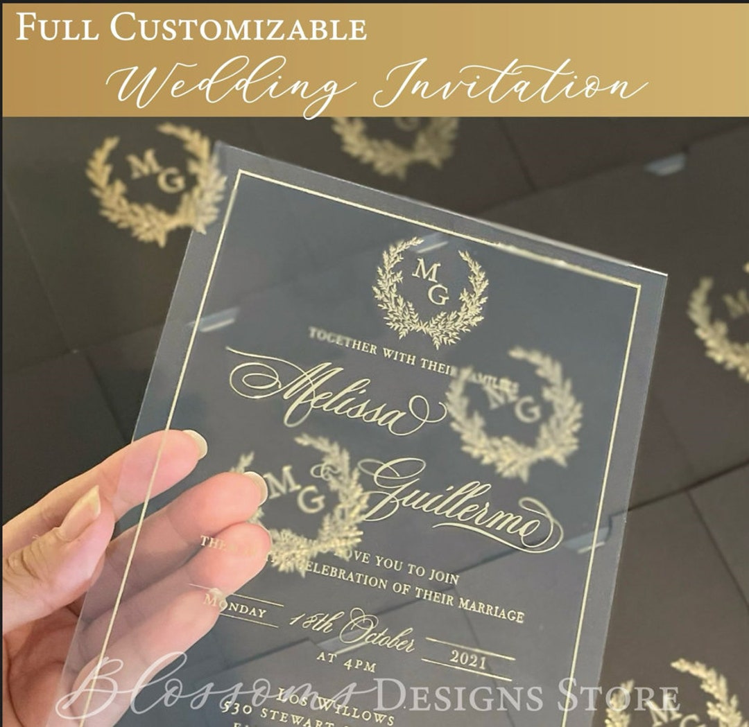 Clear Invitation for Wedding, Luxury Wedding Invitation, Acrylic ...
