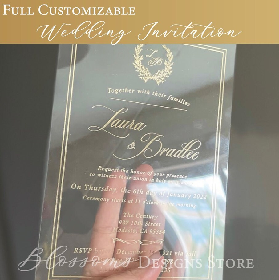 Clear Invitation for Wedding, Luxury Wedding Invitation, Acrylic ...