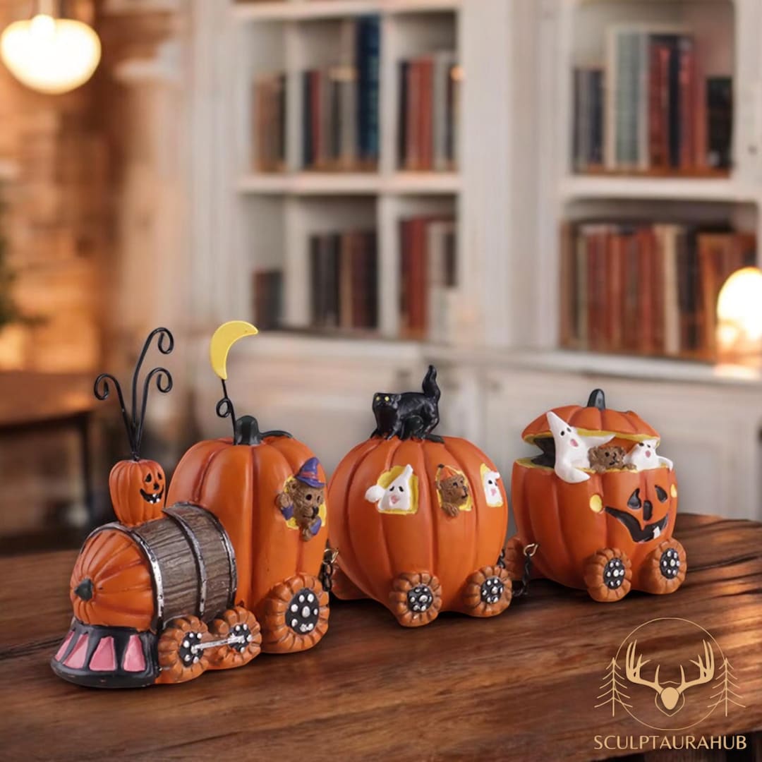 Pumpkin Carriage Funny Train, Halloween Ghost Pumpkin, Express Train ...