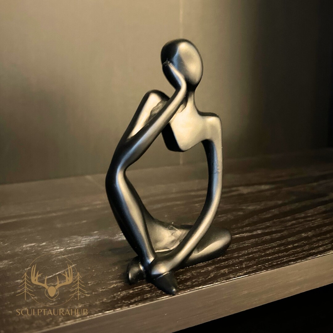 The Thinker Statue Zen Aesthetics, Black Resin Statue, the Thinker ...