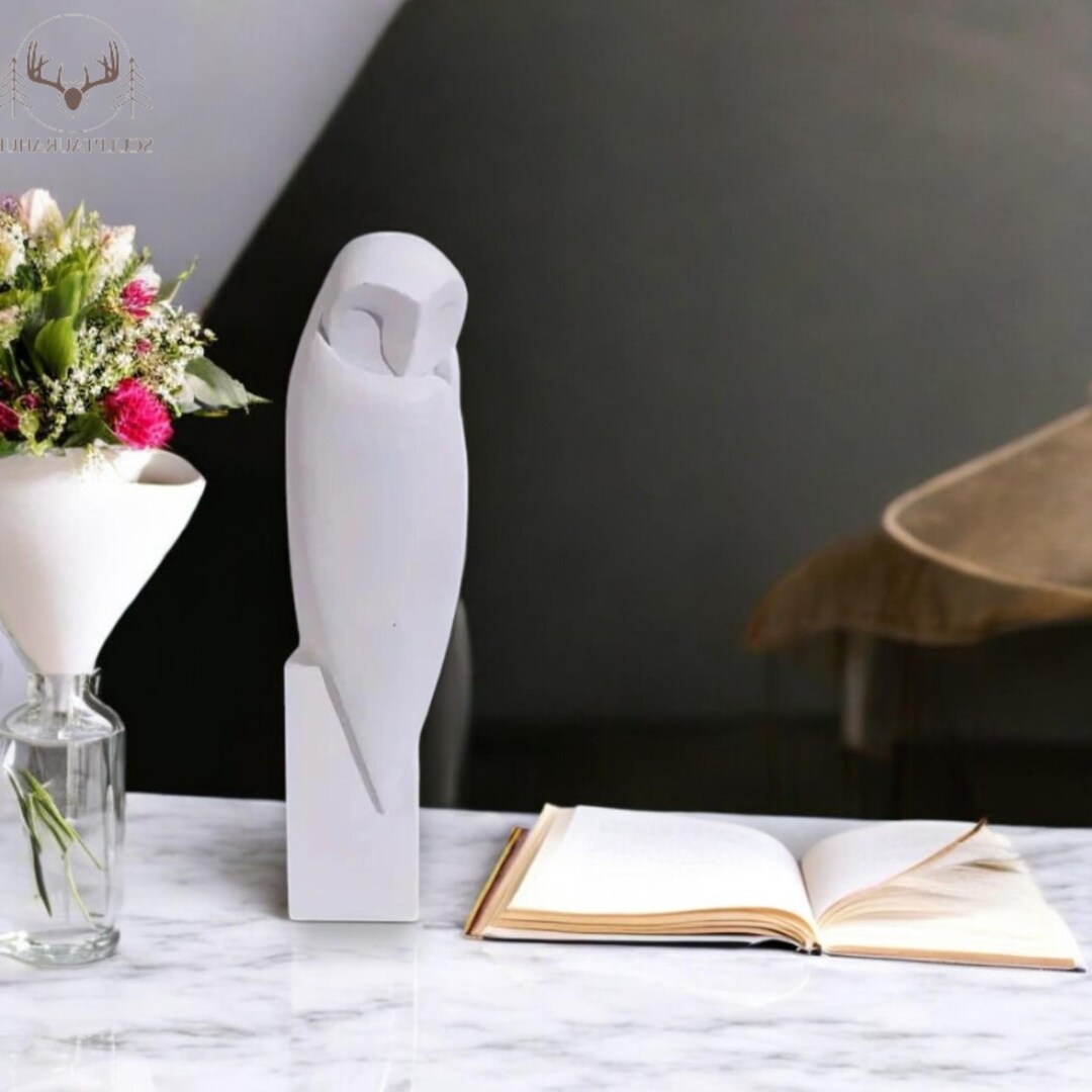 Minimalist Owl Statue, Modern Decorative Sculpture for Home, Office ...