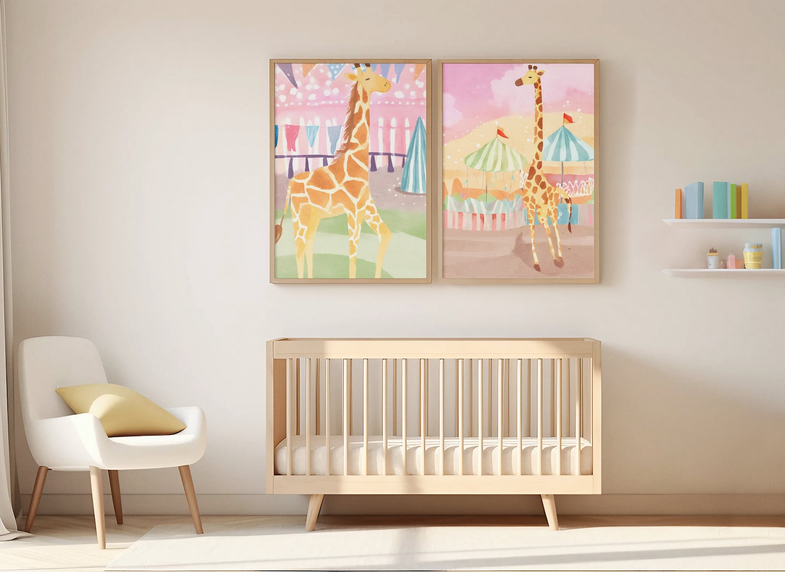 Cute Giraffes Pattern Digital Wall Art Nursery Room Wall Art Nursery ...