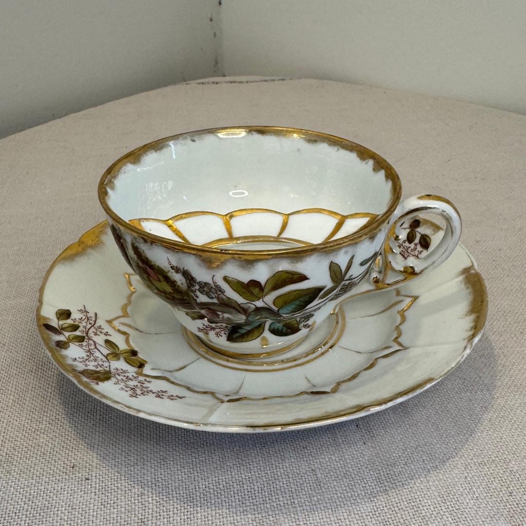 Antique German Mustache Cup and Saucer Victorian Porcelain Late 19th ...