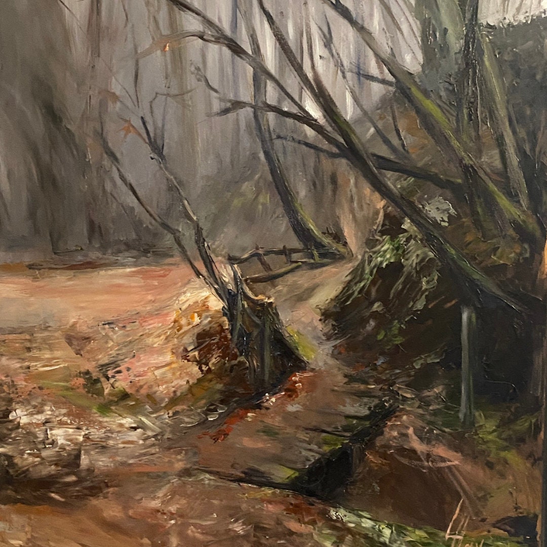 La Voie Verte – Original Oil Painting on Wood – Lush Forest Path ...