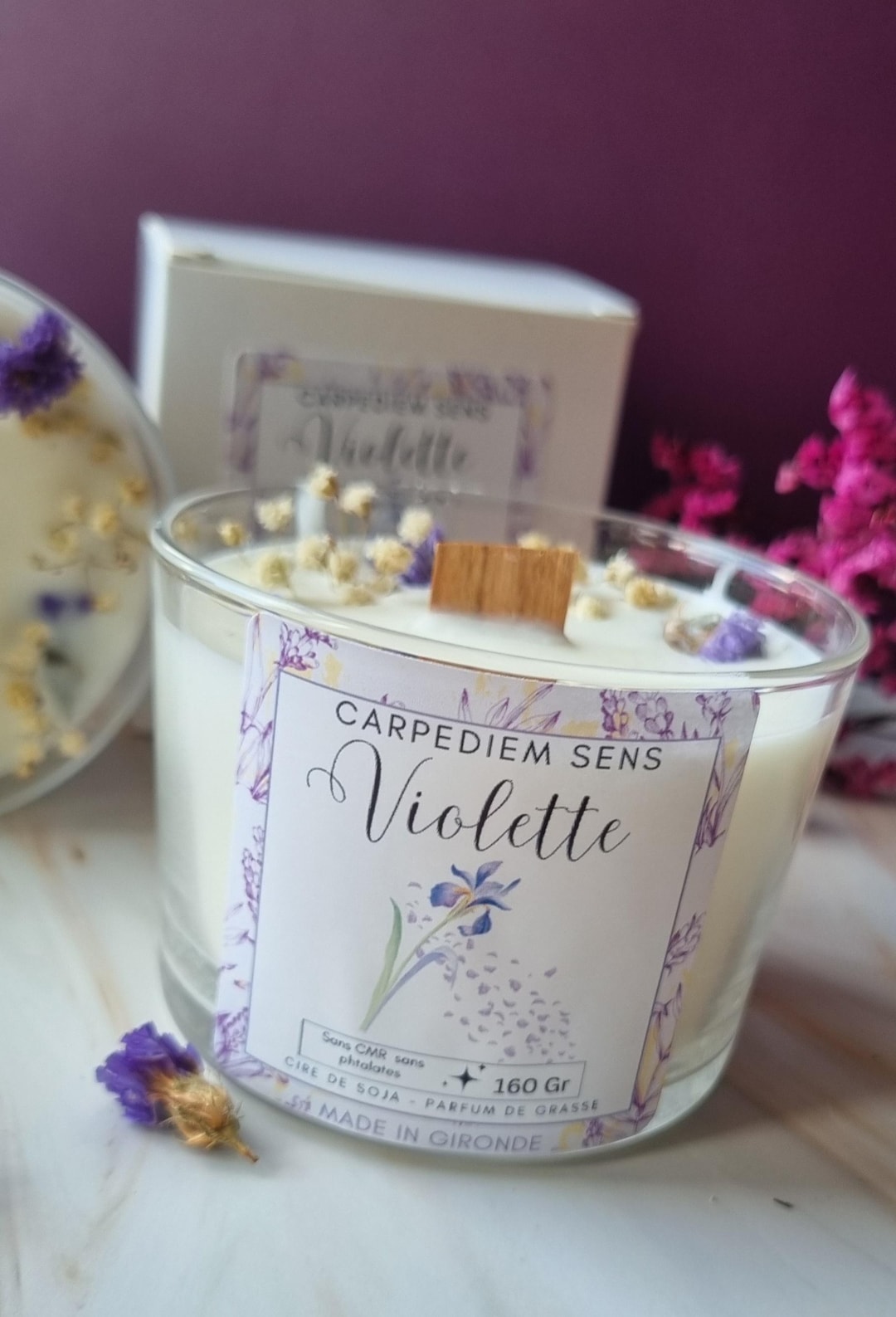 Violet & Rice Powder Scented Candle Made With Natural Soy Wax - Etsy