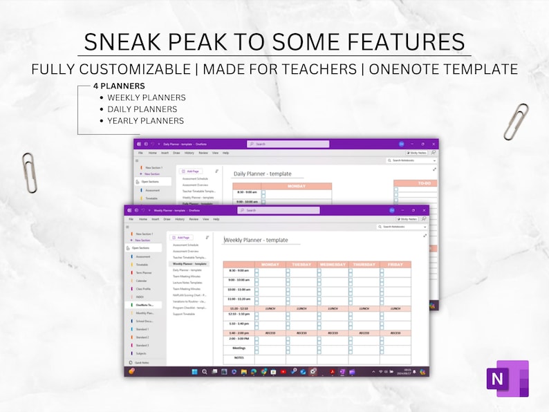 Onenote Teacher Planner Classroom Organization Template Editable Lesson ...